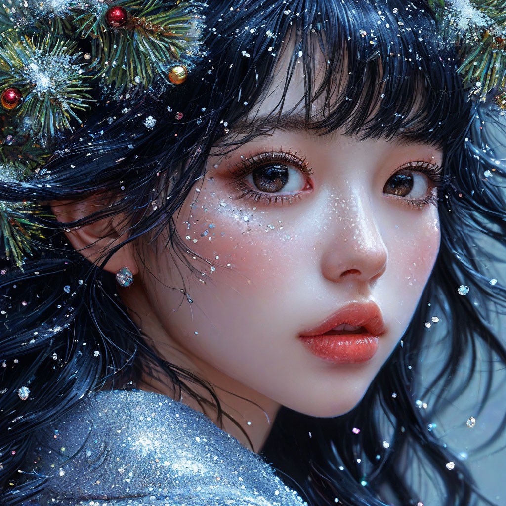 " Acrylic painting Beautiful Japanese fantasy girl, expressive eyes ...