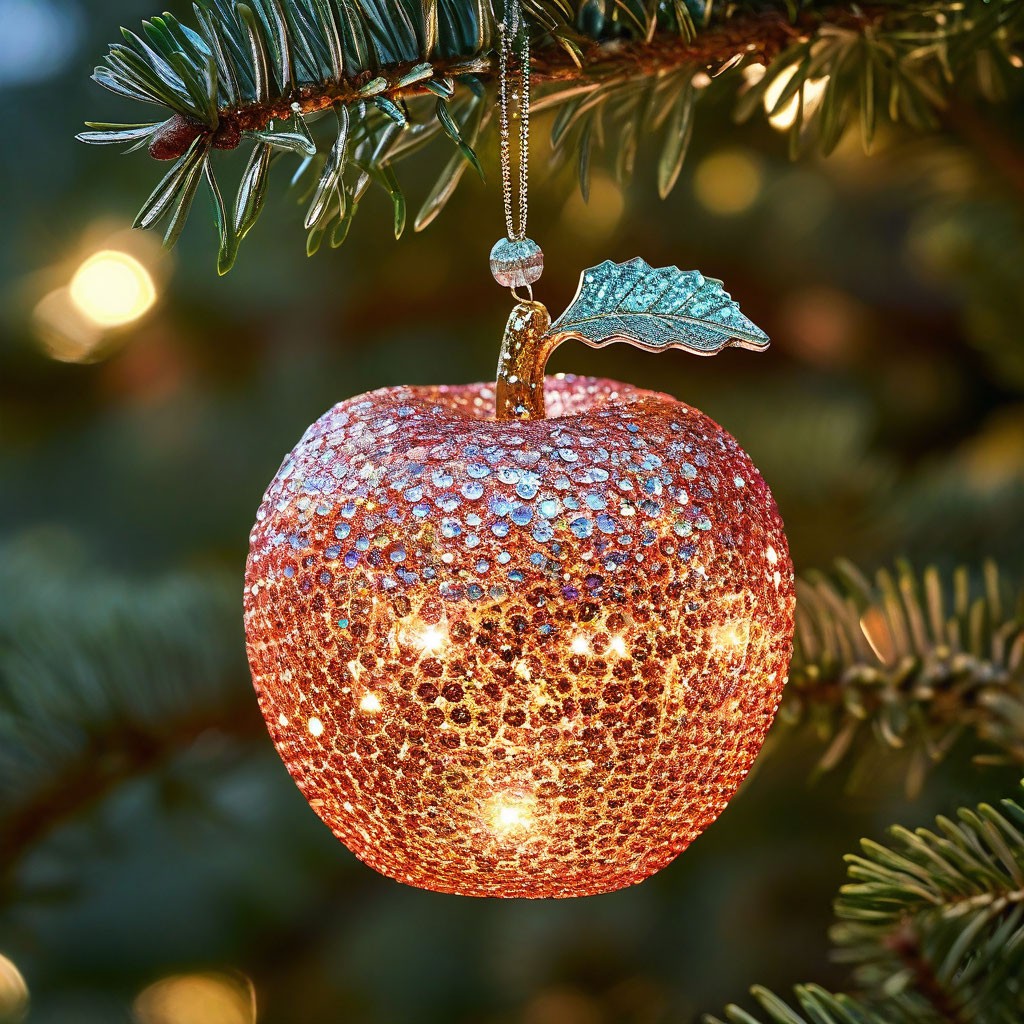 "A rejuvenating apple made of rhinestones and sequins" — image created ...