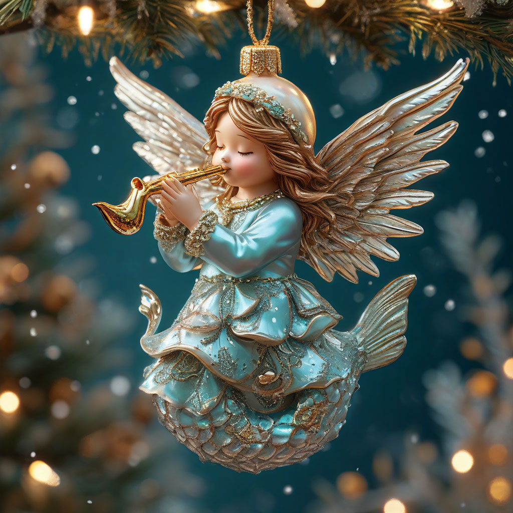 "An angel is playing a pipe" — image created in Shedevrum