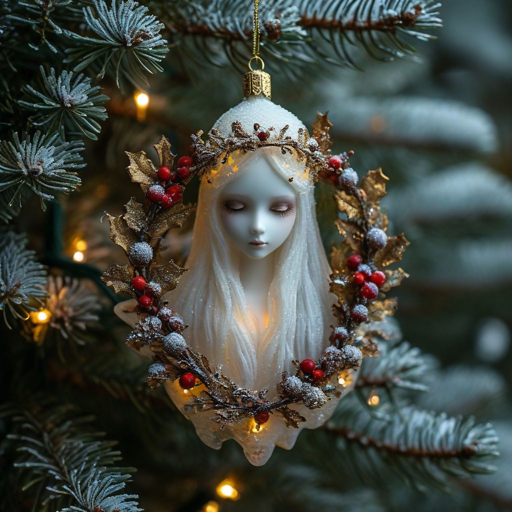 "The spirits of a Gloomy Christmas. Albino. She.A crown of dried ...
