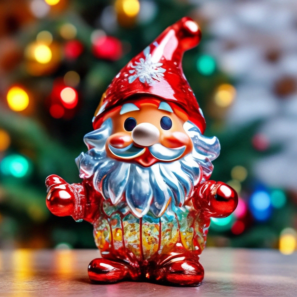 "Funny dwarf, in a red cap, glass, painted" — image created in Shedevrum