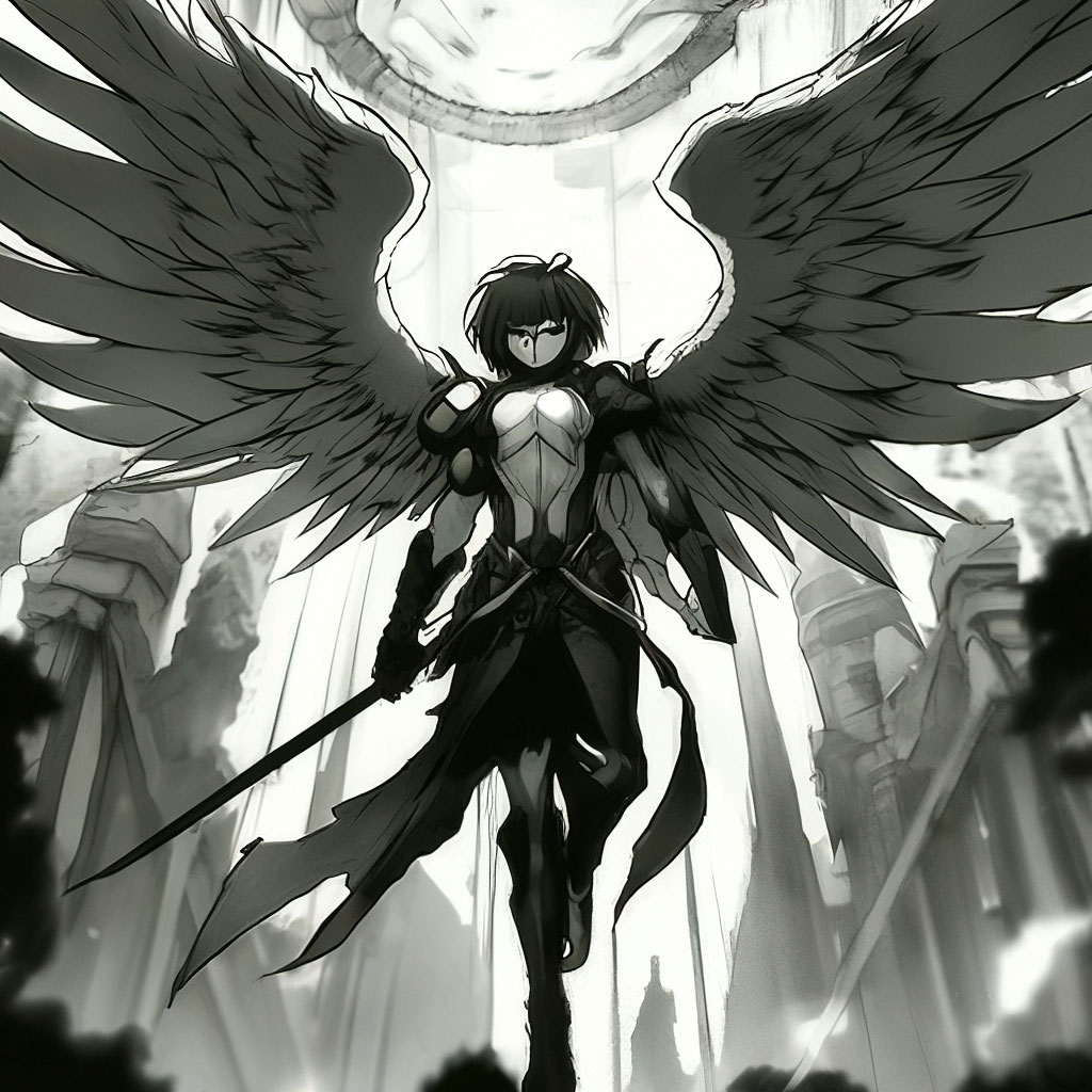 Black And White Angel Wings Anime