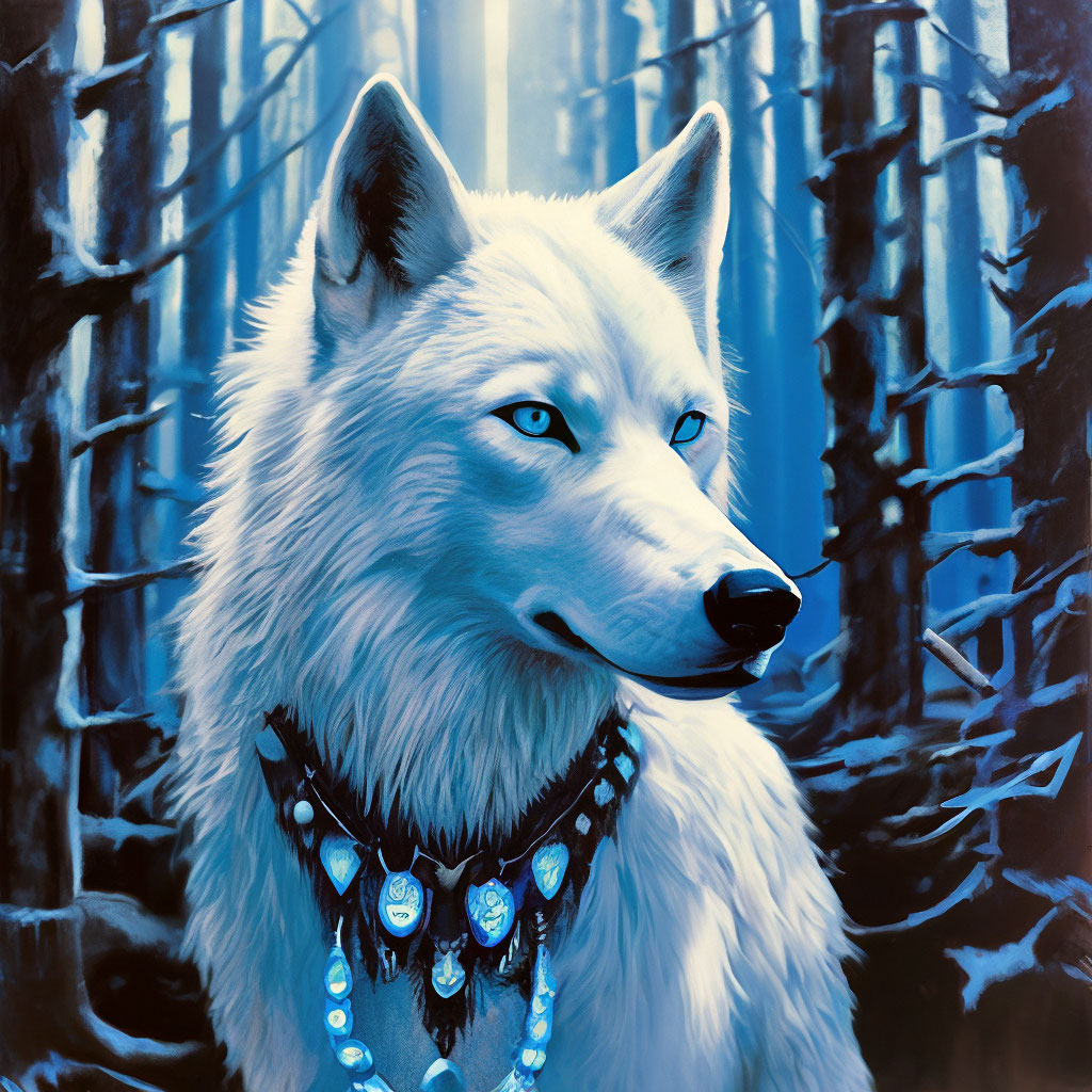 Lobo Blanco Con Azul