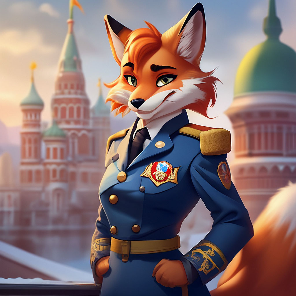 "Furry fox, with short tousled hair, anthropomorphic fox, female, in ...