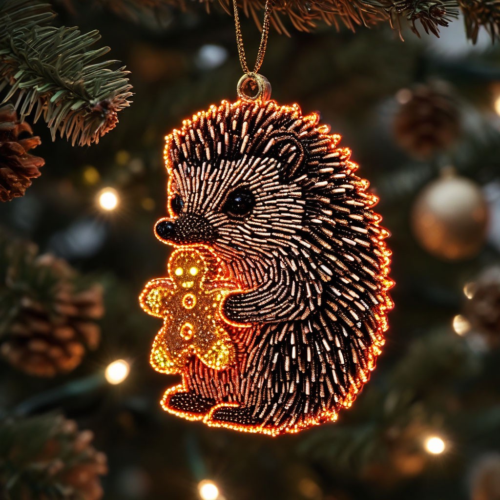 "Hedgehog eats gingerbread man" — image created in Shedevrum