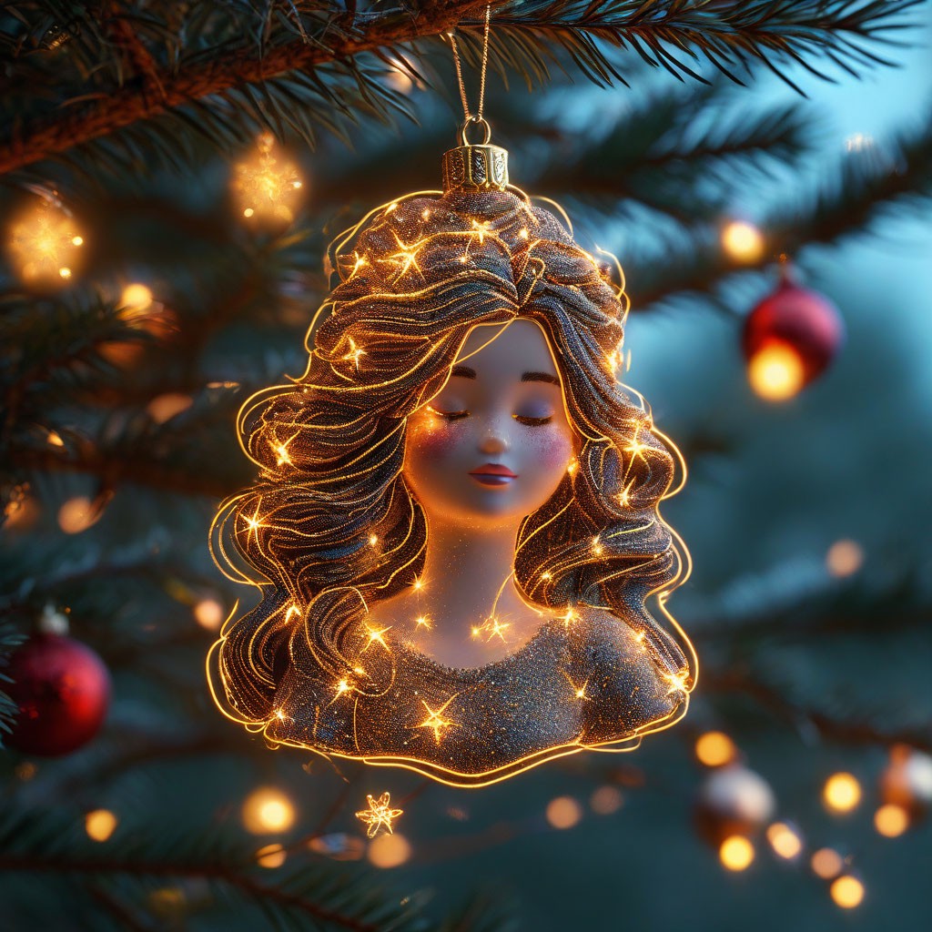 "Realistic Christmas girl with stars" — image created in Shedevrum
