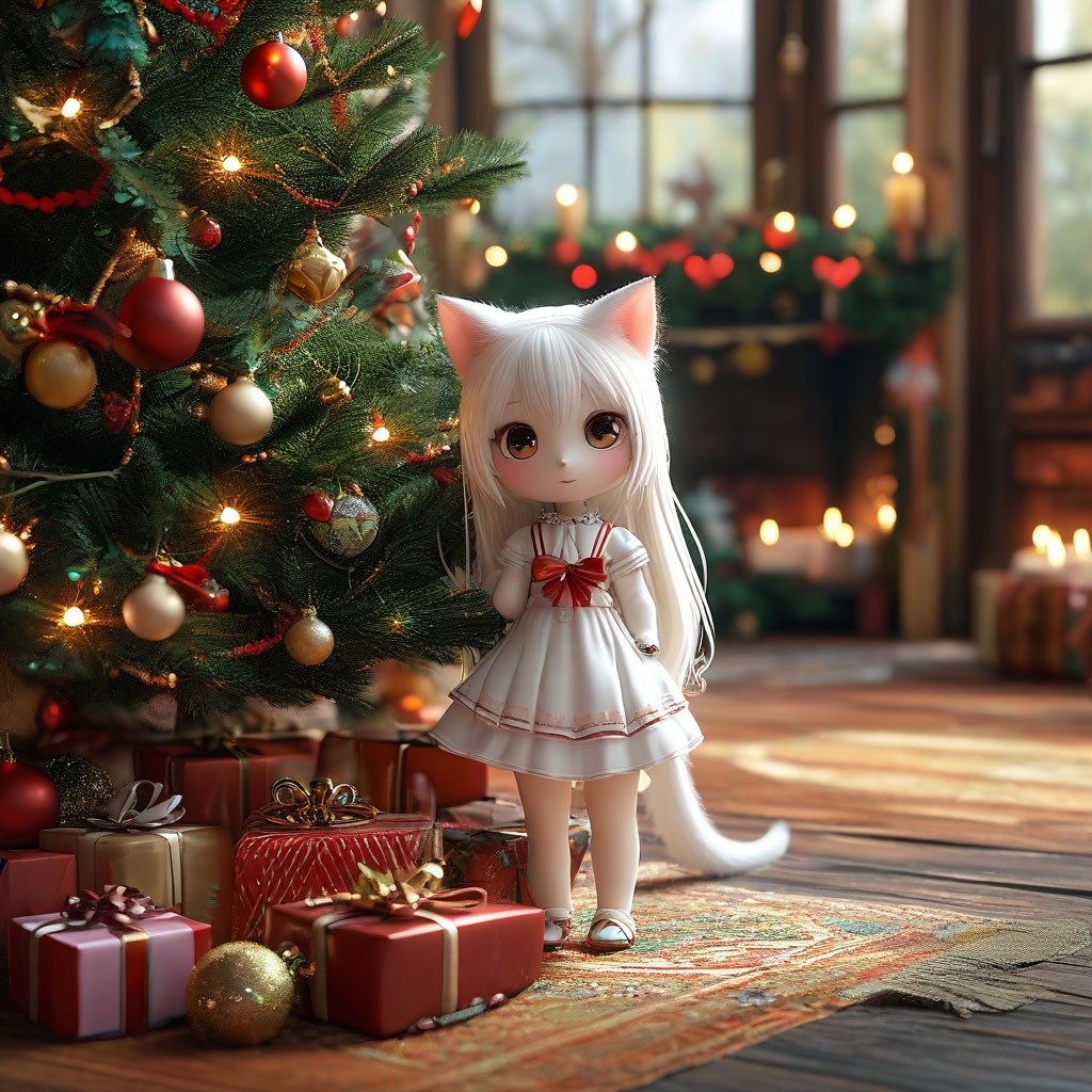 "Cat-loli-neko-magician anime 2D Manhwa cute stands at the Christmas ...