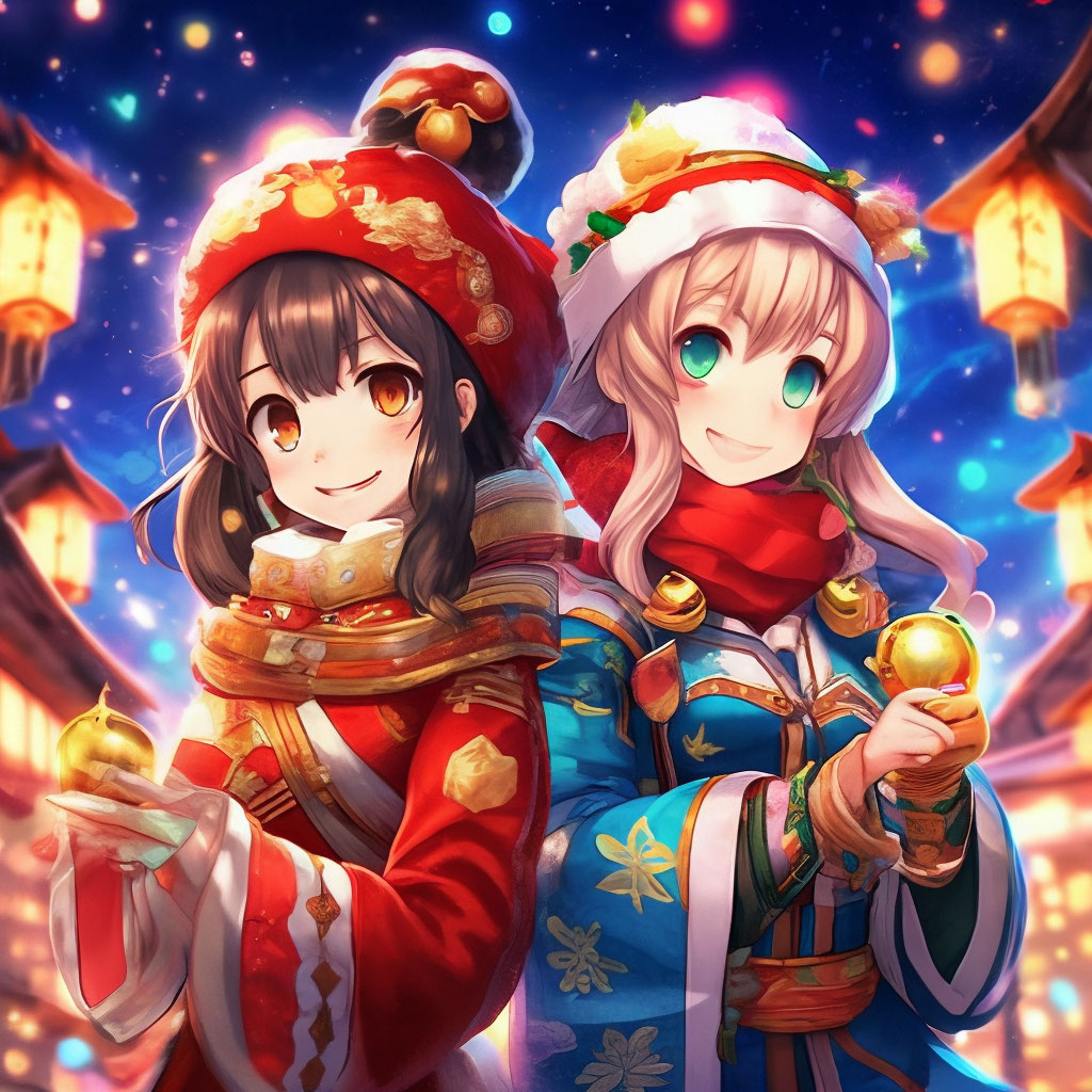 «Новогодние парные аниме аватарки» — картинка создана в Шедевруме