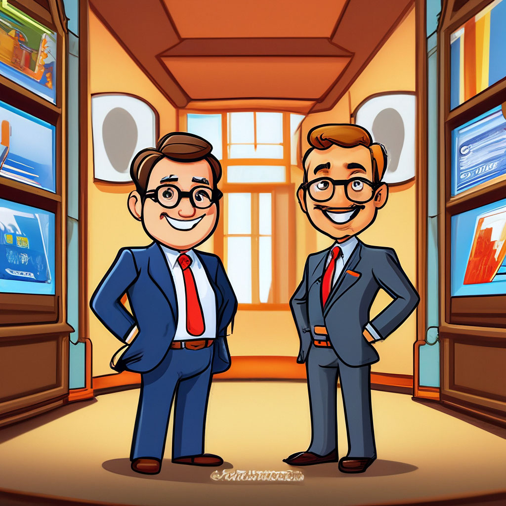 "Two managers cartoon 2d" — image created in Shedevrum