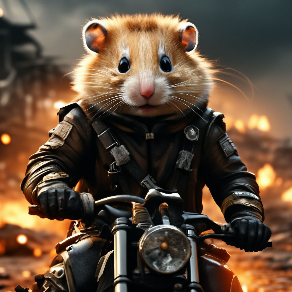 "Hamster motorcycle racer" — image created in Shedevrum