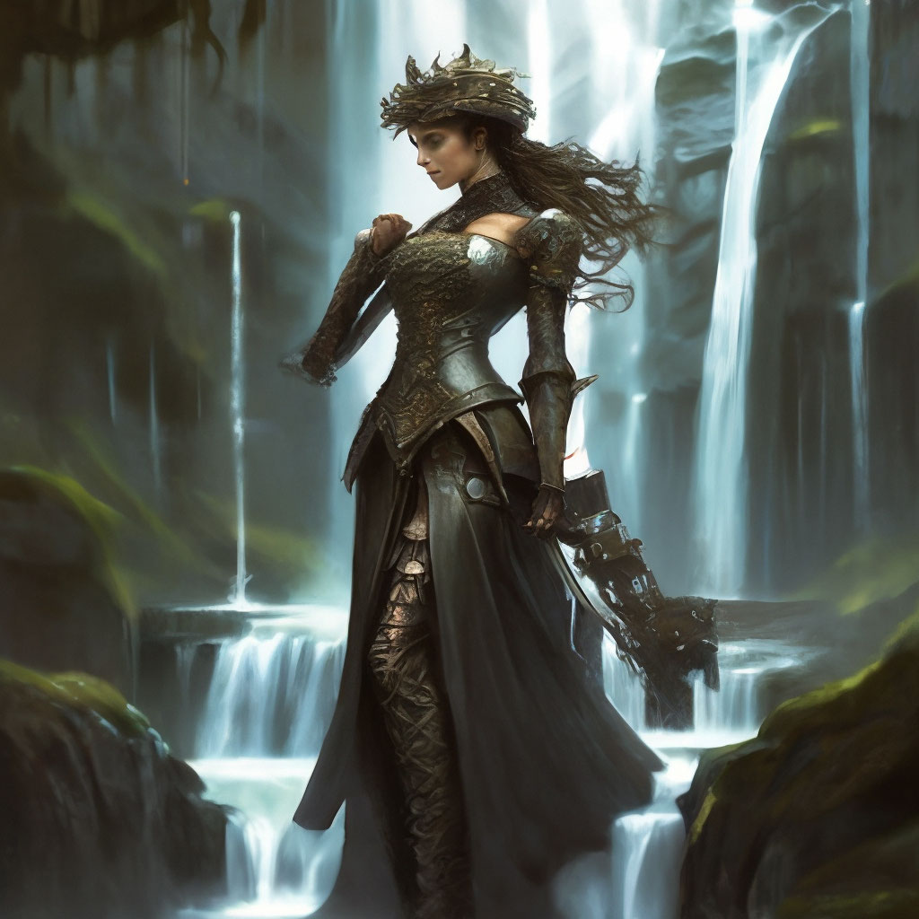 "Waterfall maiden's tears" — image created in Shedevrum
