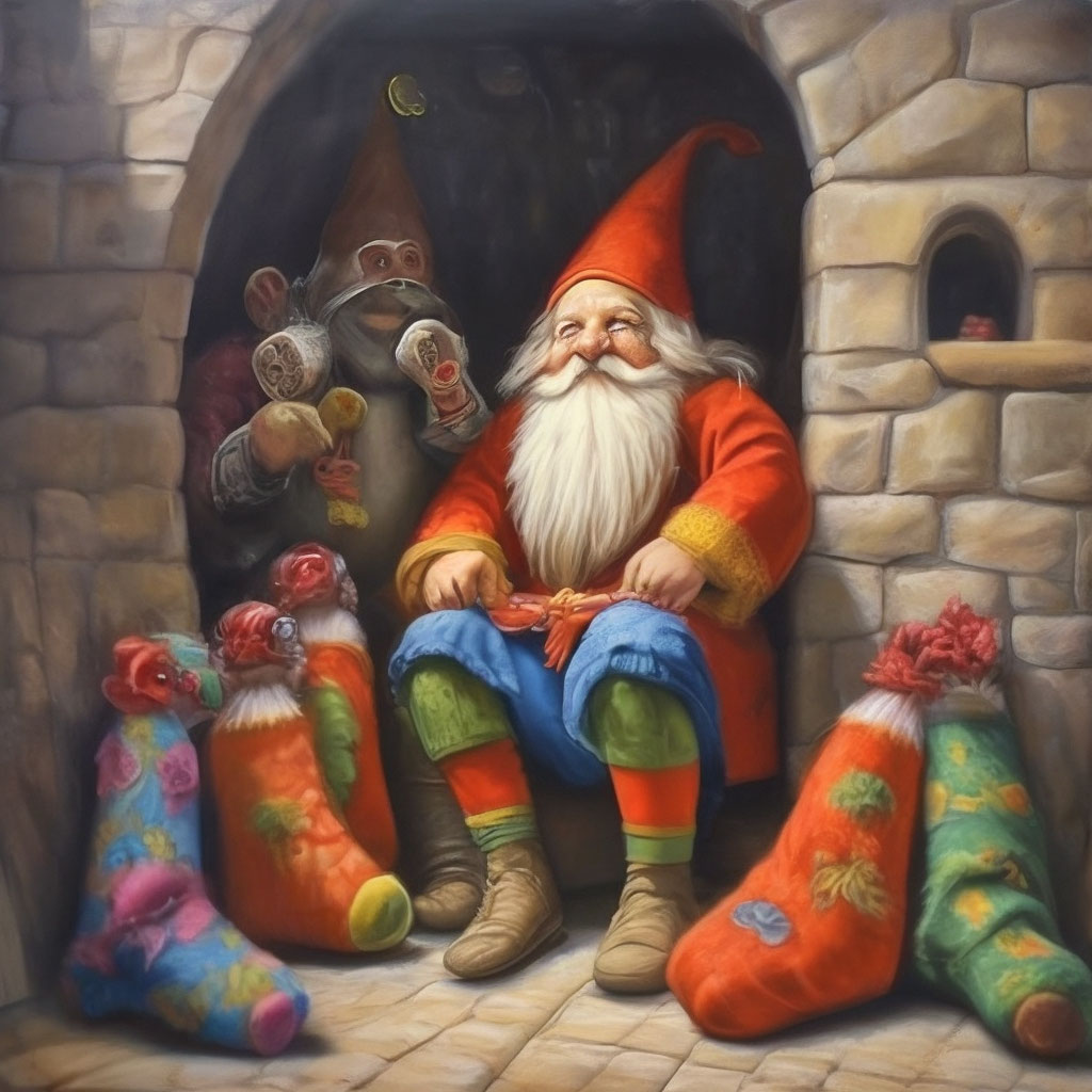 "Dwarfs hide socks" — image created in Shedevrum