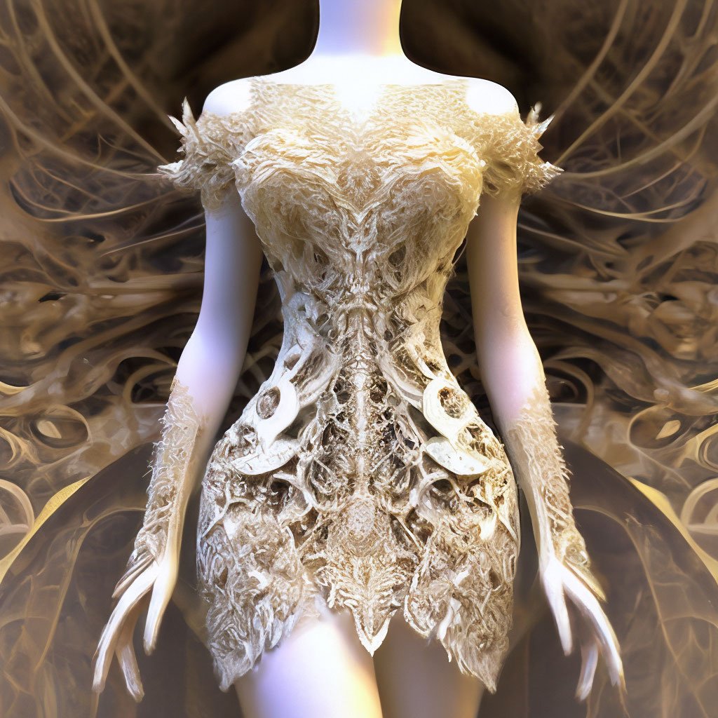 "Corset dress made of the finest white lace, consists of fractals ...