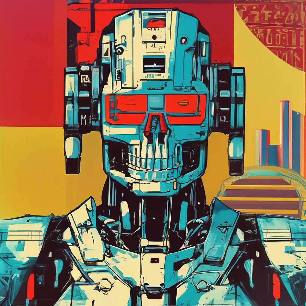 "Robot , terminator , collage in the style of Shuudang avant- garde ...