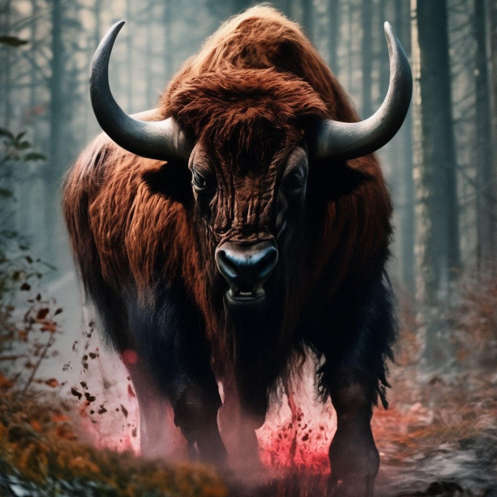 "Sinister Bloodthirsty Terrifying Huge Alpha male bison zombie ...