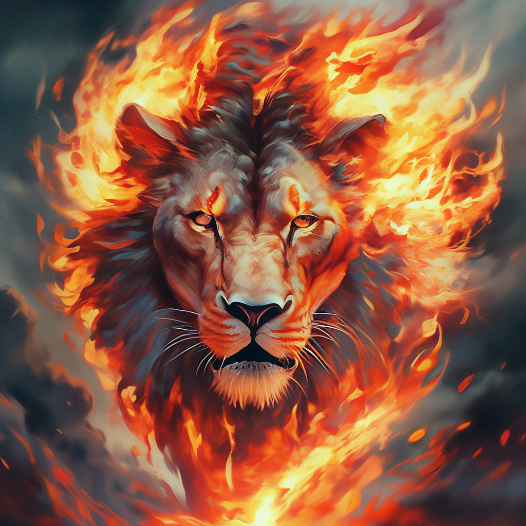 "Lion of fire" — image created in Shedevrum