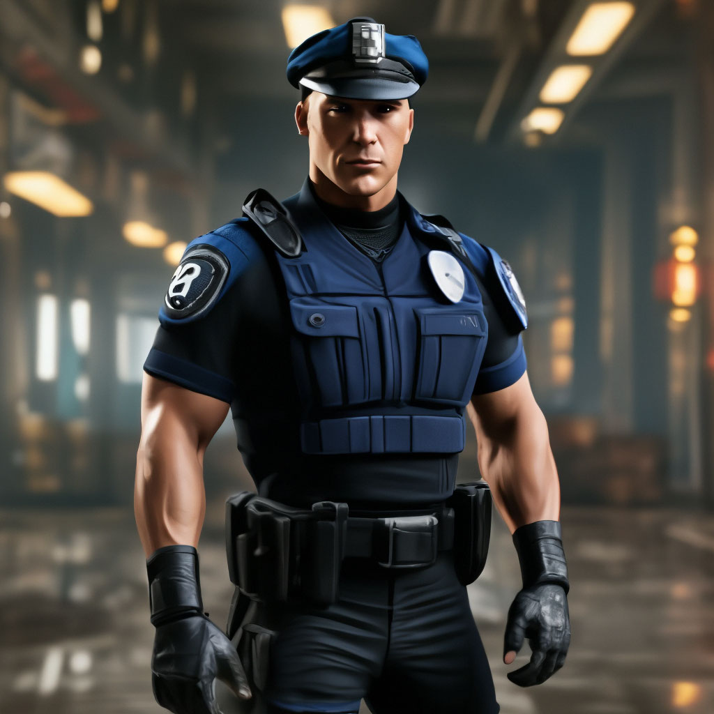"Stryker from mortal combat in full height, in a police uniform ...