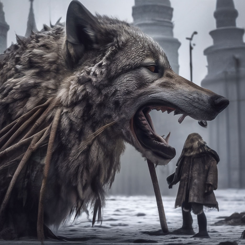 "🐺"The Wolf and the Crane" The Crane stuck its nose up to the neck into ...