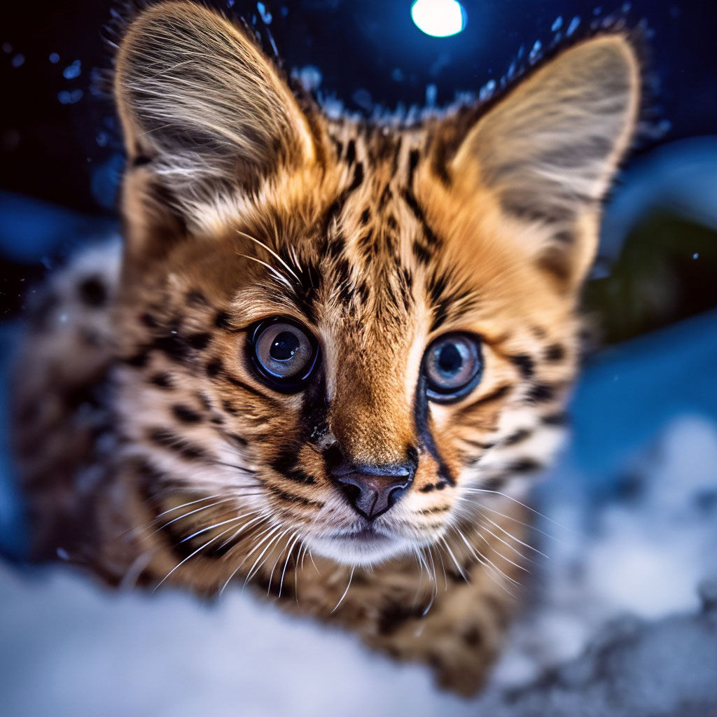 "Kotey serval kitten,night,professional photo,15mm,f/2.8,1/500s,iso2000 ...