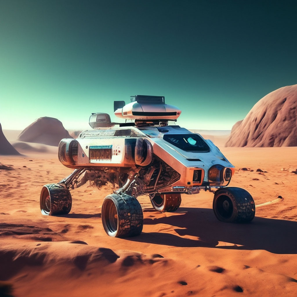 "The rover is traveling on the planet" — image created in Shedevrum