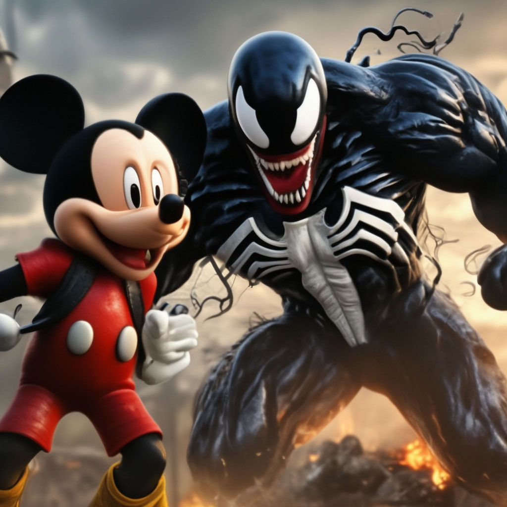"Hyperrealism funny and fluffy Mickey Mouse fights venom ...
