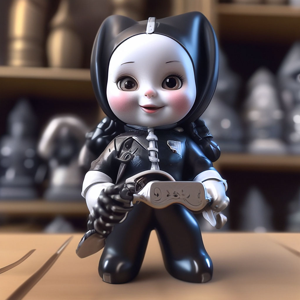 "3D Gothic porcelain dolls in the form of memes with a kind smile ...