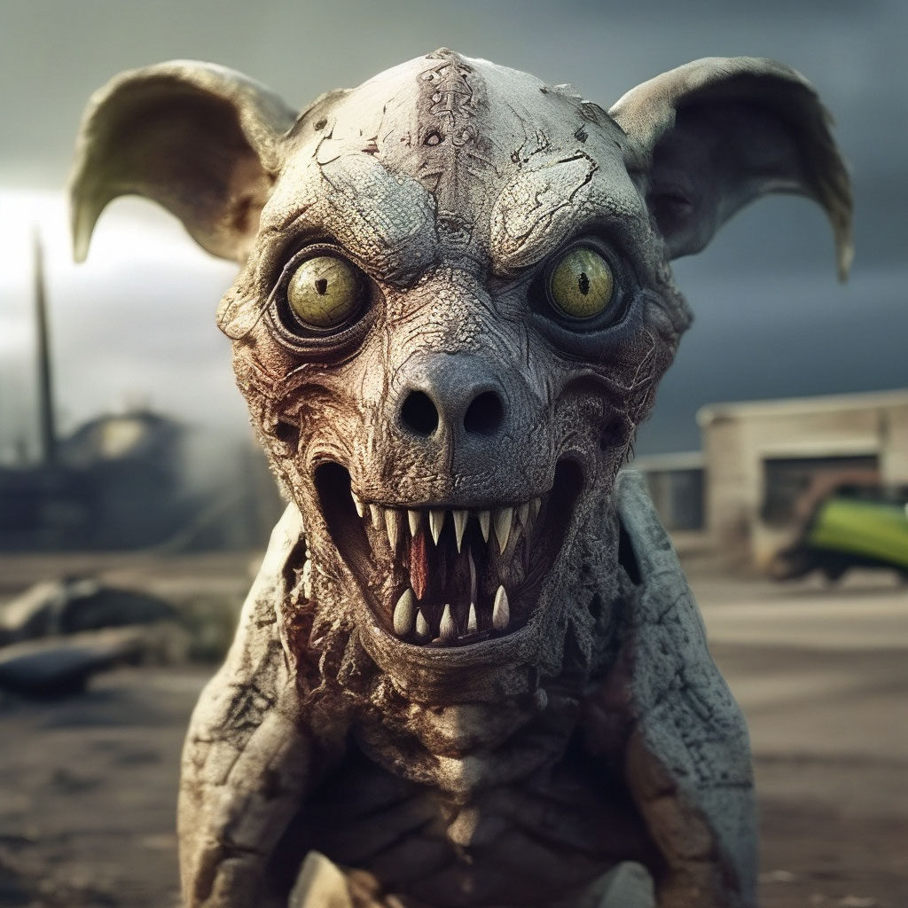 "A creepy mutant dog." — image created in Shedevrum