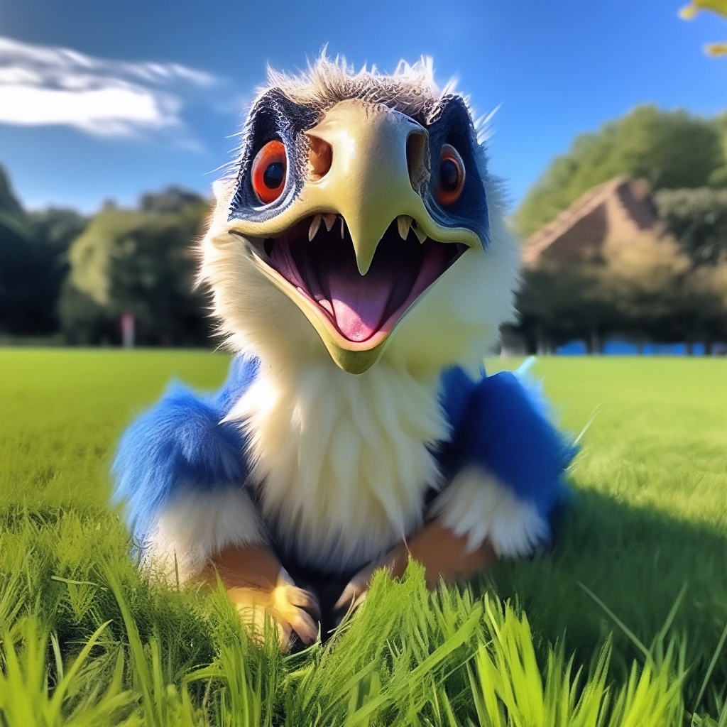 "TG: @SSShedevrum funny, fluffy creep realistic raptor, sitting on the ...