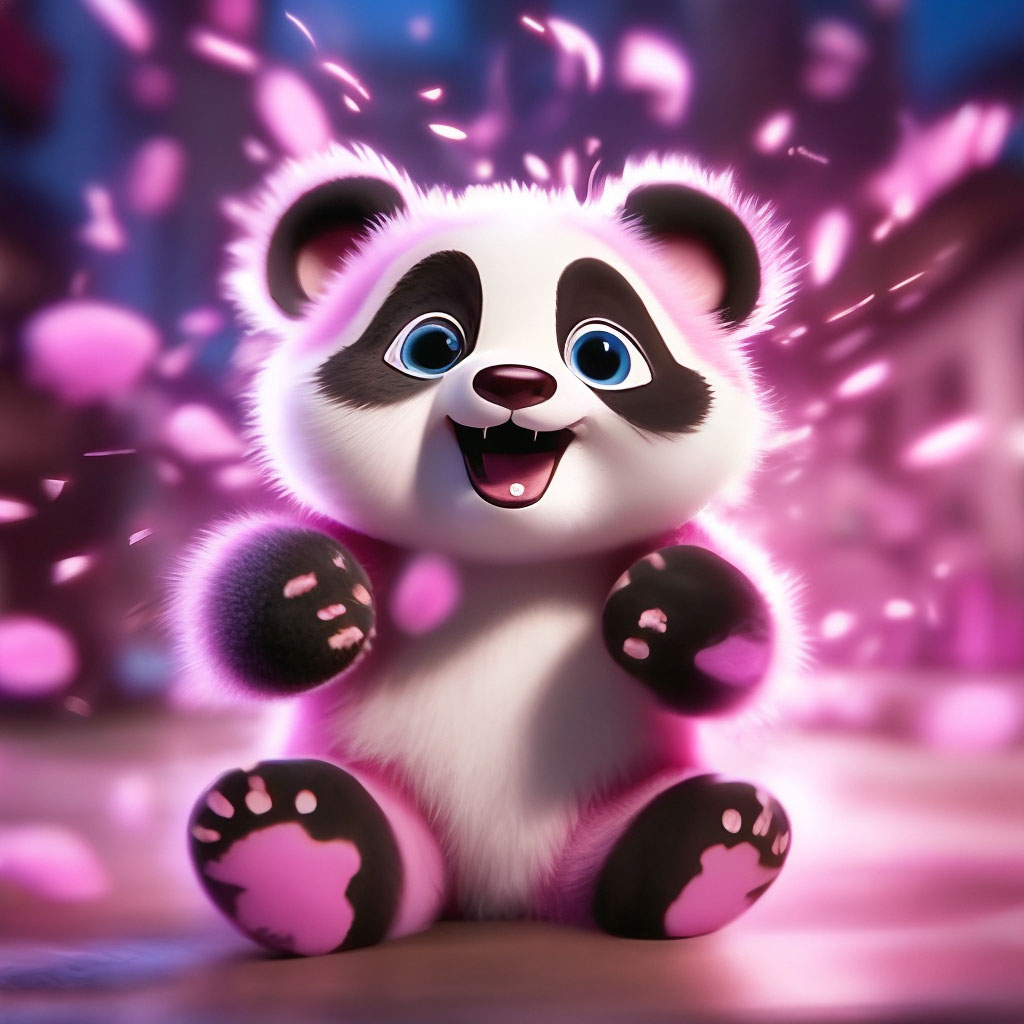 "Cute Fluffy pink cute panda Realistic computer graphics Disney picture ...