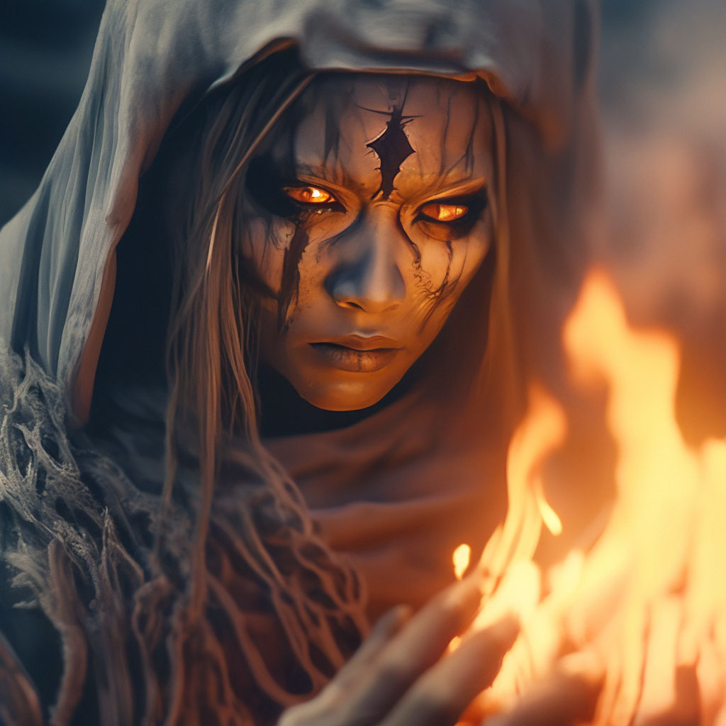 "What banishes ayakashi eyes are burning 4k" — image created in Shedevrum