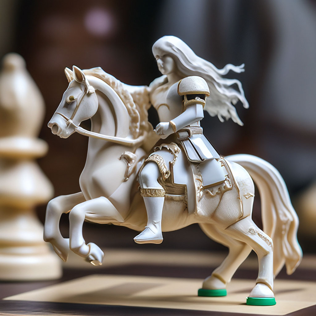 "Chess piece, anthropomorphic White wooden Herald-witcher (white long ...