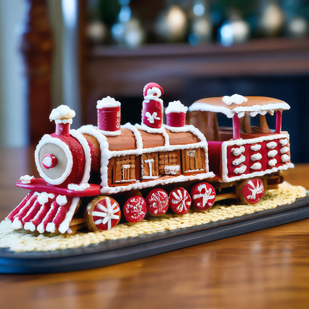 "Gingerbread steam locomotive" — image created in Shedevrum