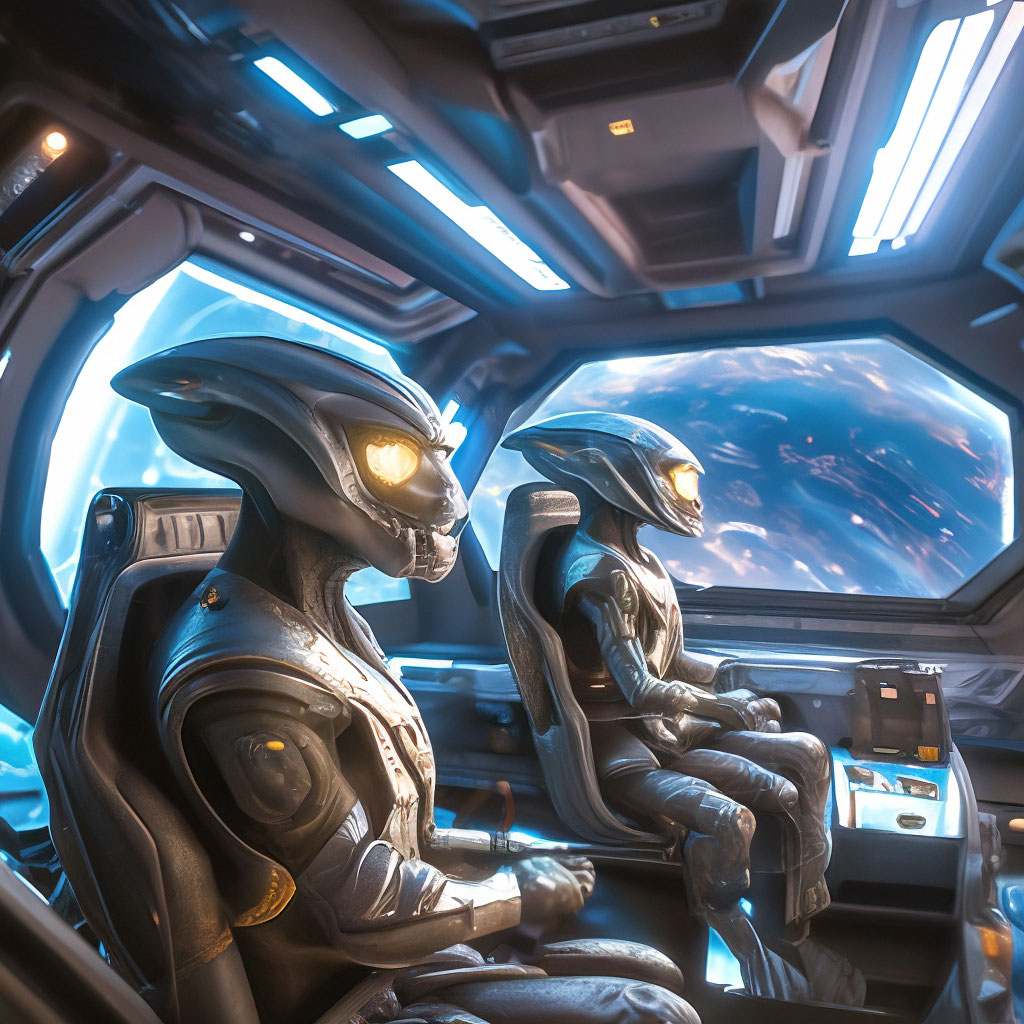 "Real alien beings from Sirius are flying on a spaceship in space, they ...