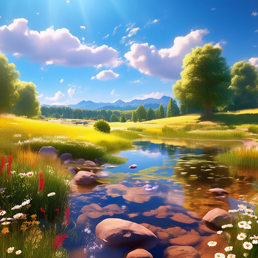 "Summer landscape, clear sunny day, very realistic landscape, soft ...
