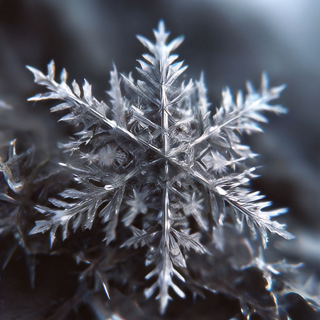 "Snowflake, close-up, ultradetalization" — image created in Shedevrum