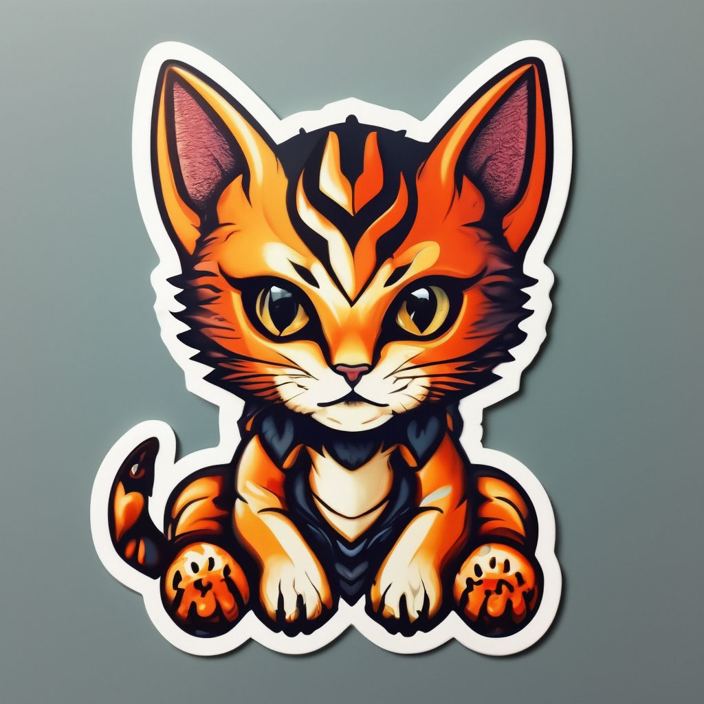 "Sticker, a scorpion cat in cartoon style" — image created in Shedevrum