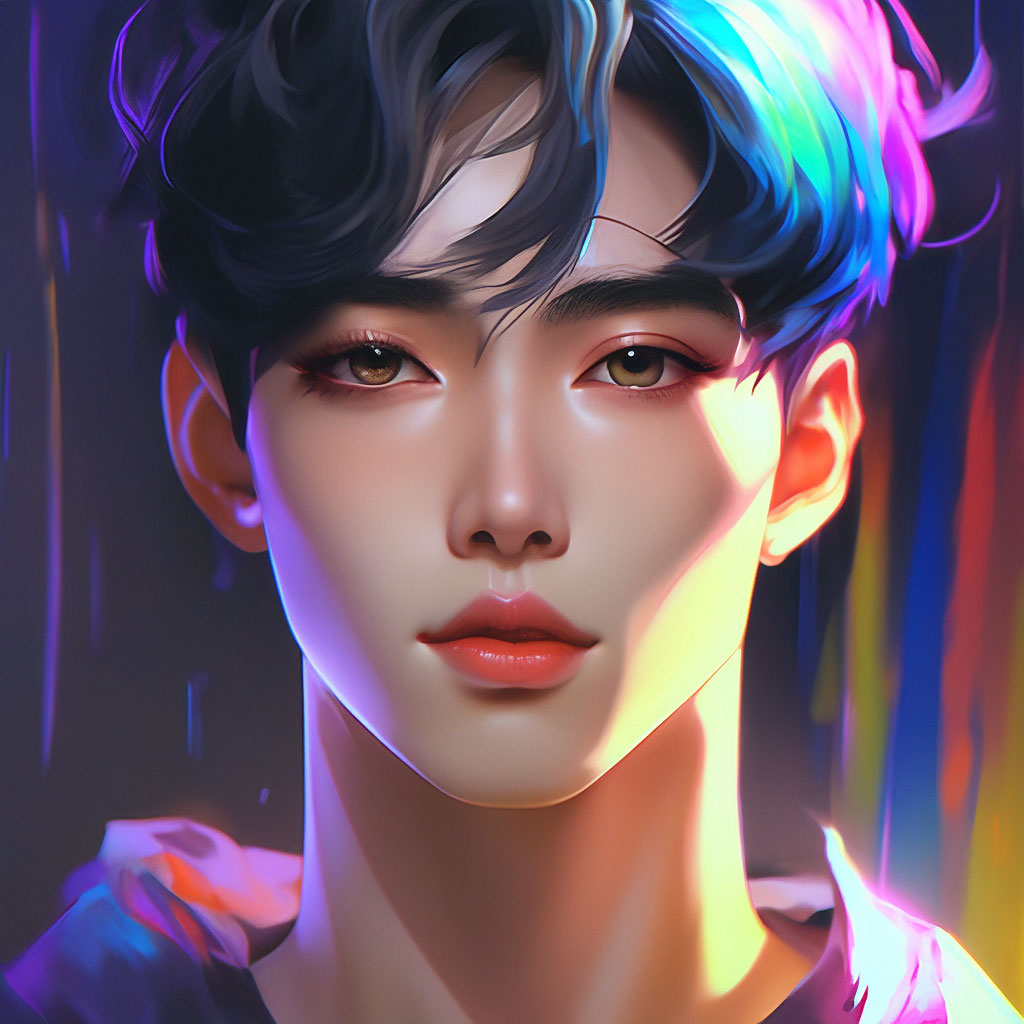 "Handsome guy, horror aesthetics, realistic young Korean guy, detailed ...