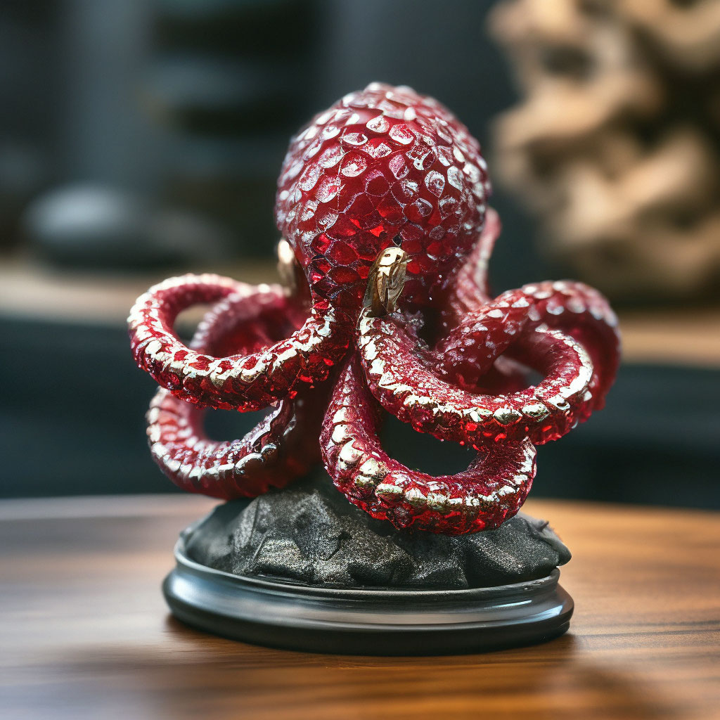 "Old promts. Figurines made of different stones. Figure "Kraken". ruby ...