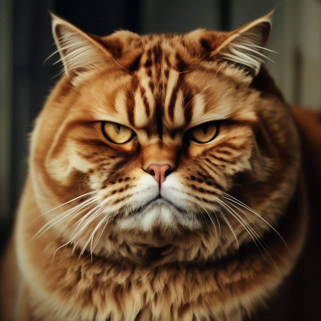 "A fat frowning cat" — image created in Shedevrum
