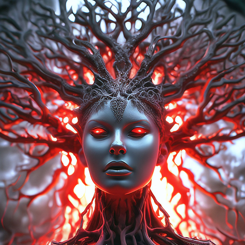 "An anthropomorphic, surreal, demonic living tree with a girl's face ...