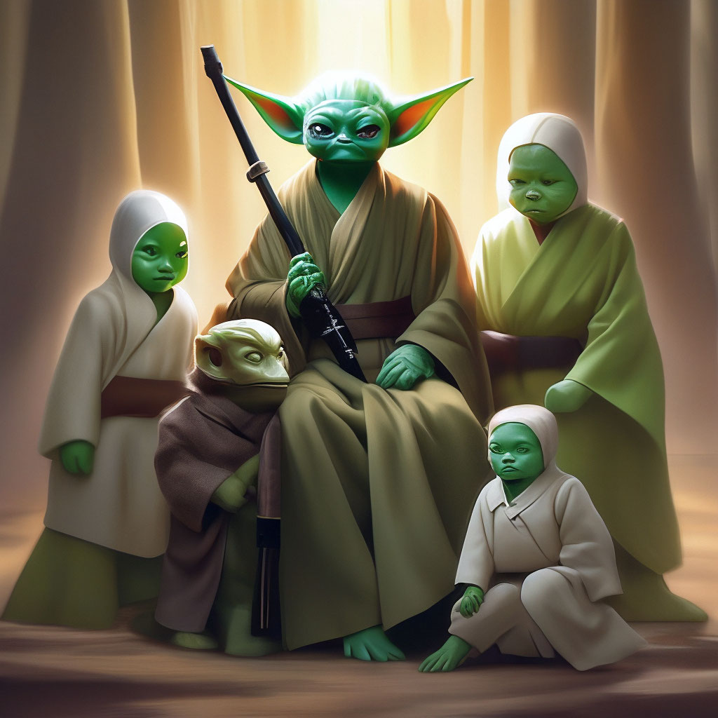 "Master Yoda's family" — image created in Shedevrum