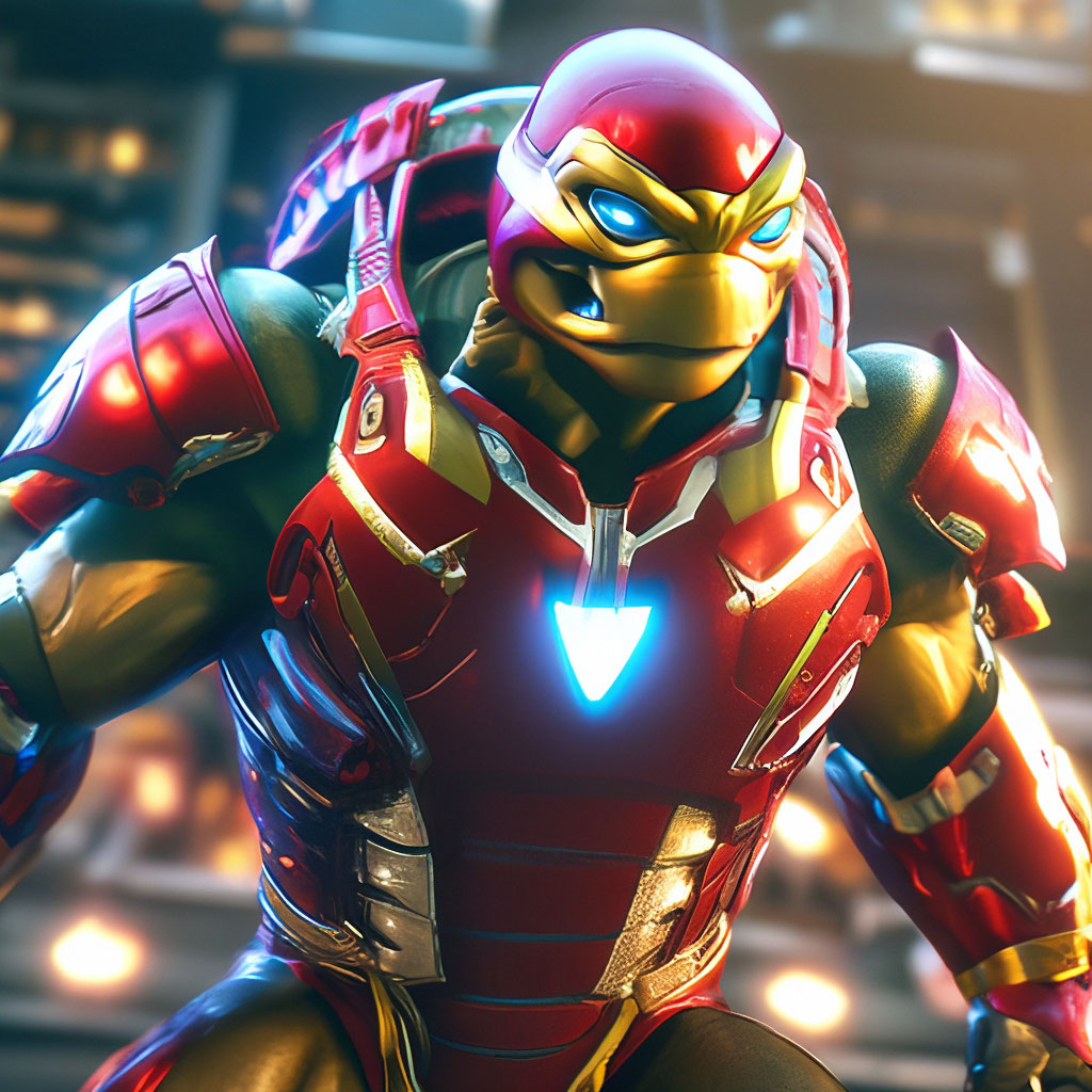 "Ninja Turtle + Iron Man hybrid, realistic, 4k, high resolution, high ...