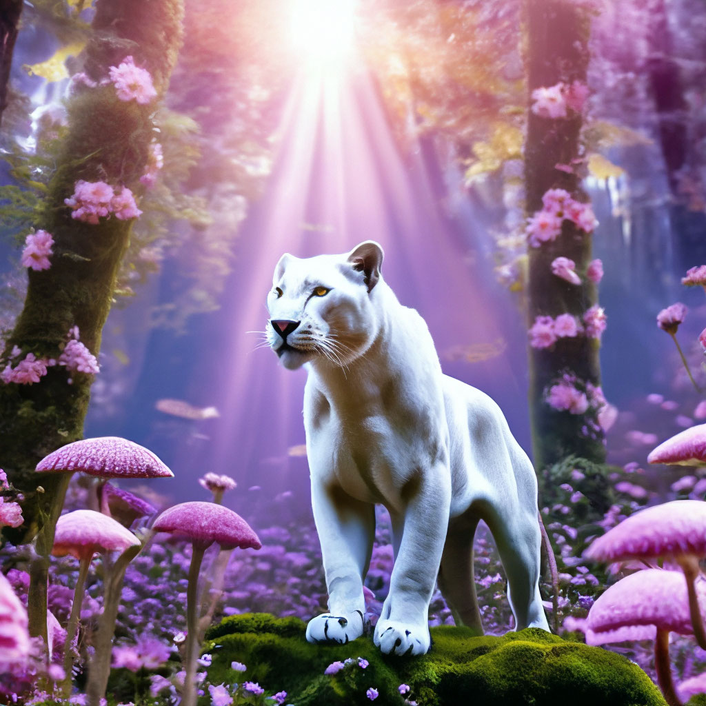 "Fantastic white-white panther stands beautifully, from the planet ...