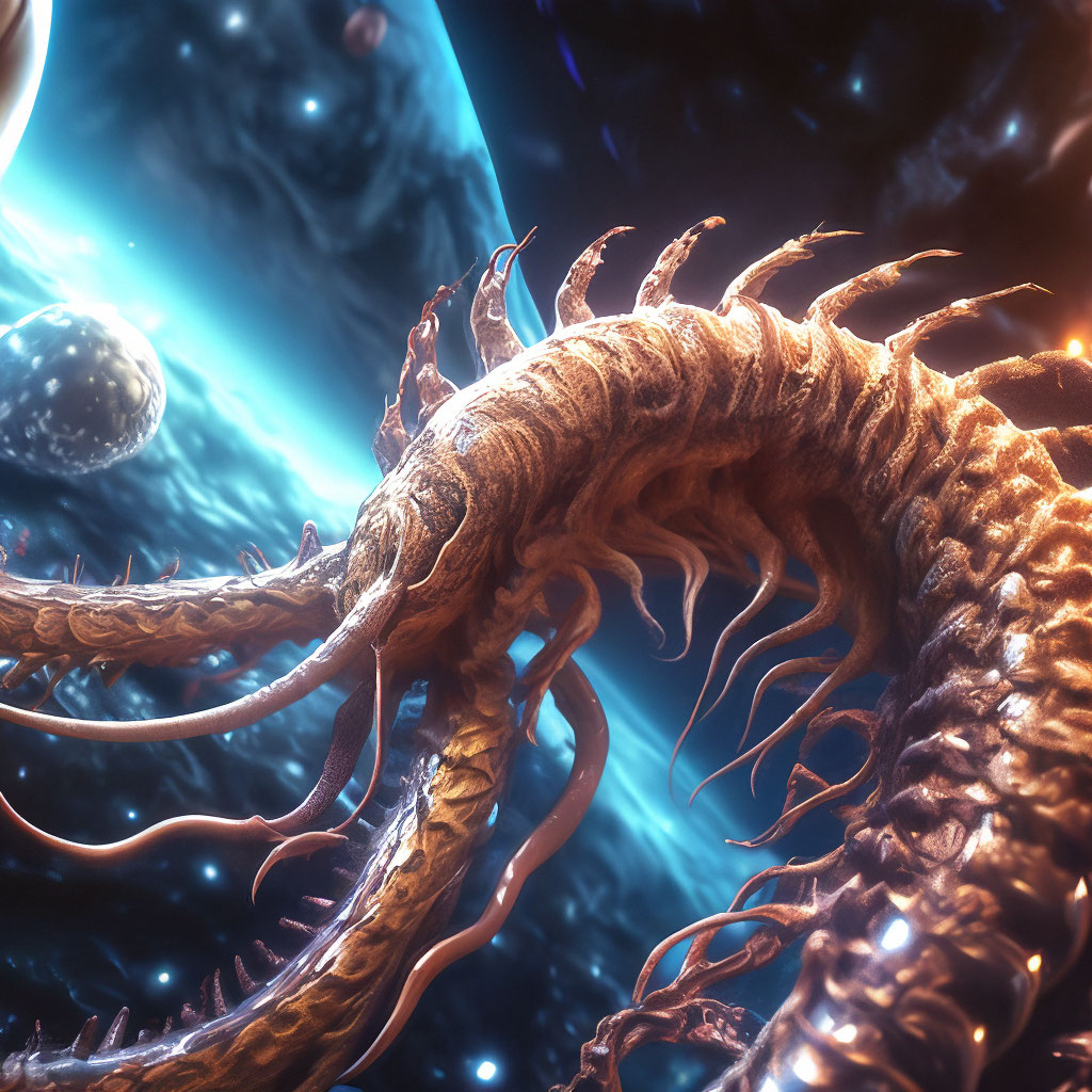 "Photorealism.galaxies.antique worm-like + scolopendra + chthonic ...