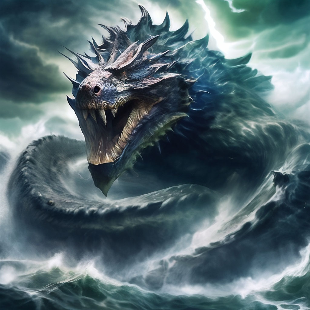 "The triumph of the elements a huge sea monster that looks like a snake ...