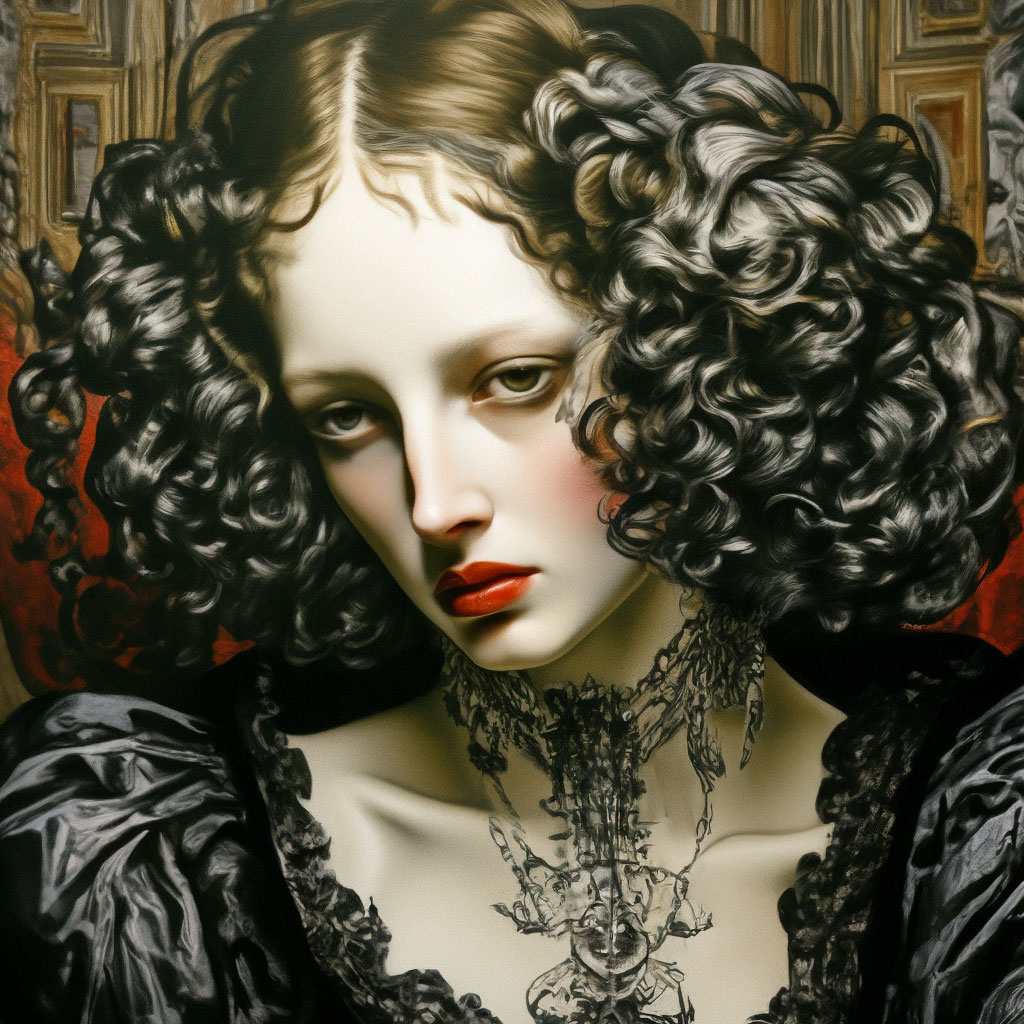 "Color engraving, cocainette, detailing, grotesque, painting ...