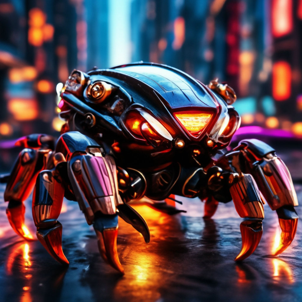 "Cool crab, punk rock, with a rocket launcher, steampunk, neon, glasses ...