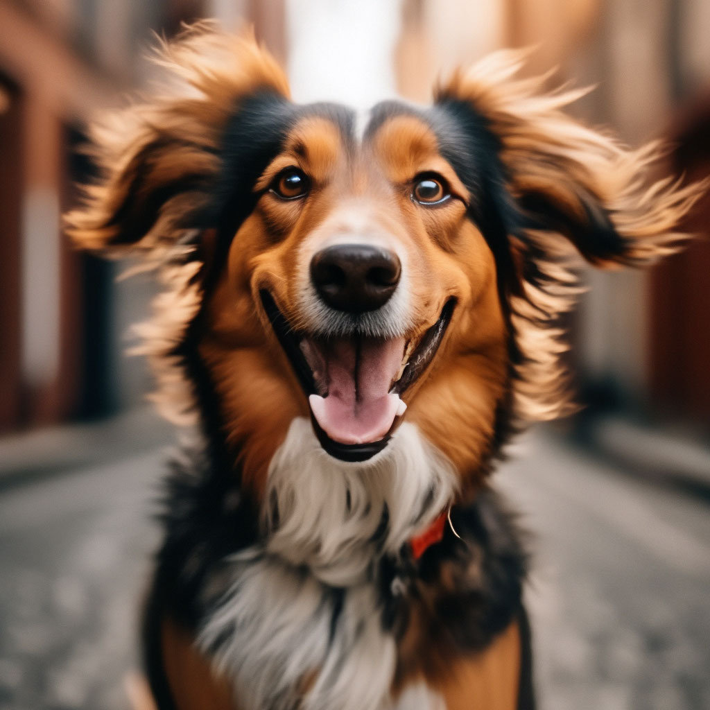 "Happy dog" — image created in Shedevrum