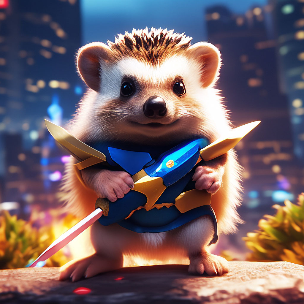 "Hedgehog super hero" — image created in Shedevrum