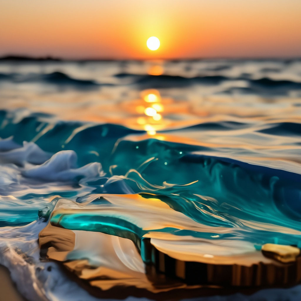 "Epoxy resin sea sky horizon evening" — image created in Shedevrum